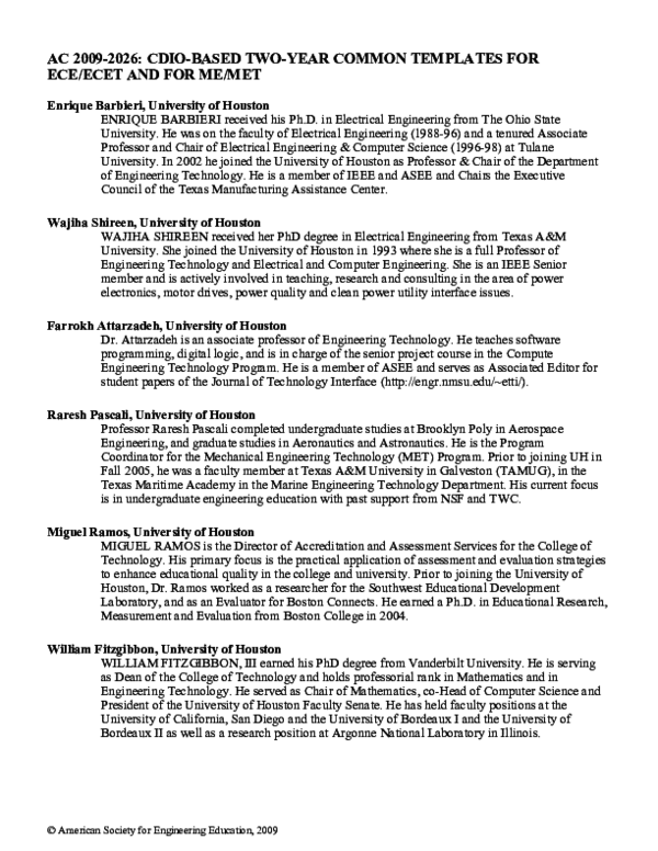 (PDF) CDIO-based 2-year common templates for ECE/ECET and for ME/MET