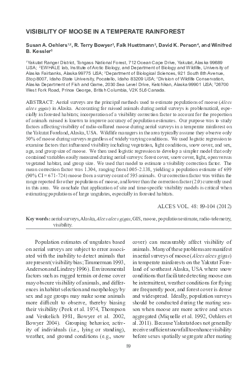 (PDF) Visibility of moose in a temperate rainforest