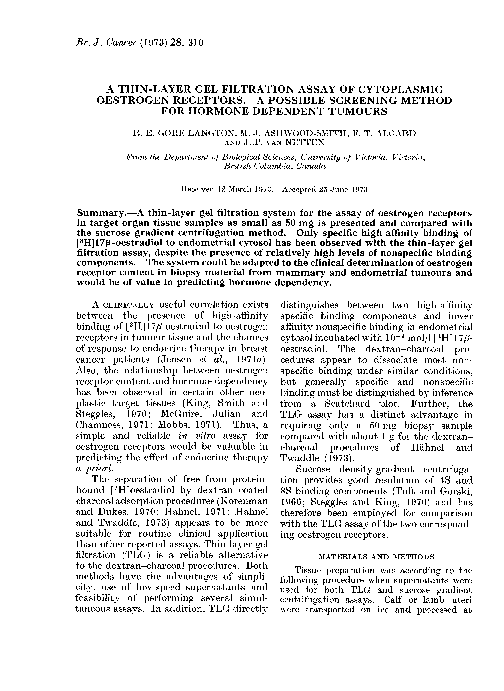 (PDF) A thin-layer gel filtration assay of cytoplasmic oestrogen ...