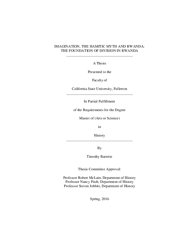 (PDF) IMAGINATION, THE HAMITIC MYTH AND RWANDA: THE FOUNDATION OF ...