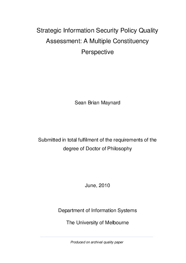 Pdf Strategic Information Security Policy Quality Assessment A