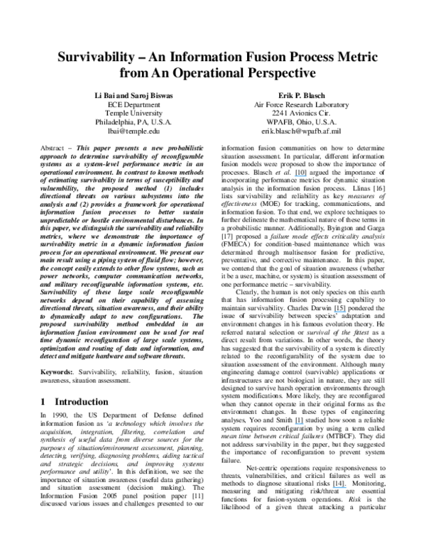 (PDF) Survivability - An information fusion process metric from an ...