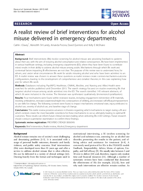(PDF) A realist review of brief interventions for alcohol misuse ...