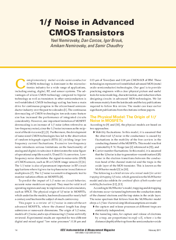 (PDF) 1/f noise in advanced CMOS transistors