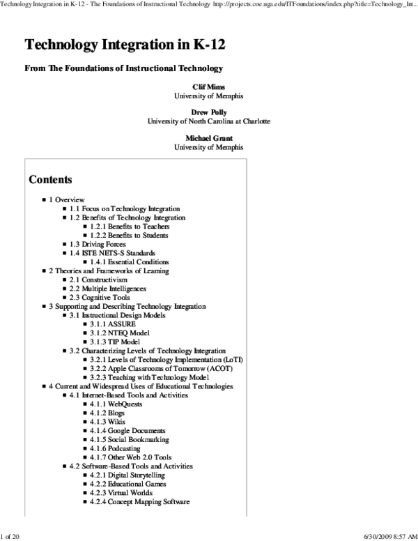 (PDF) Technology integration in K-12