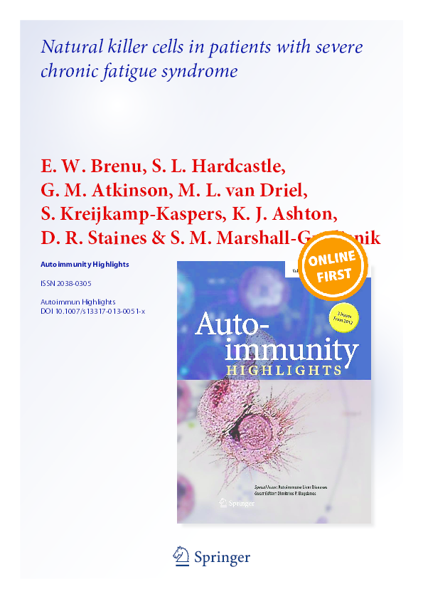 (PDF) Biomarkers in Chronic Fatigue Syndrome: Evaluation of Natural Killer Cell Function and ...