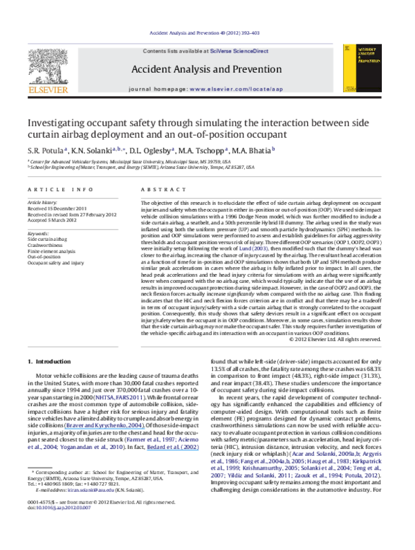 (PDF) Investigating occupant safety through simulating the interaction ...