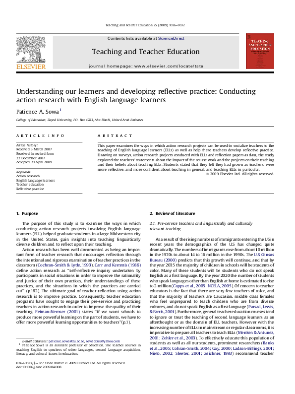(PDF) Understanding our learners and developing reflective practice ...