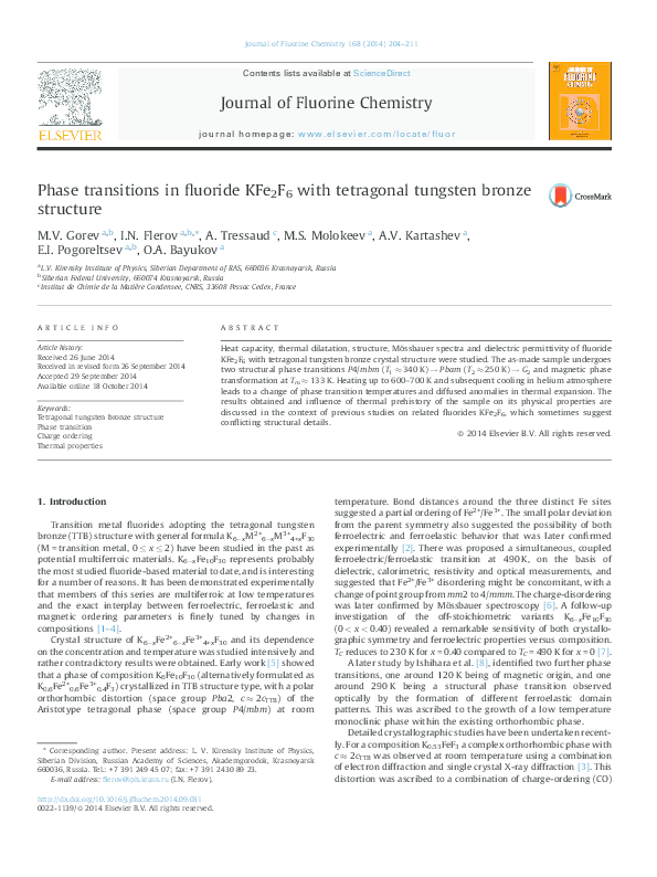 (PDF) Phase transitions in fluoride KFe2F6 with tetragonal tungsten ...