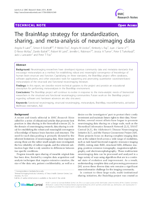 (PDF) The BrainMap strategy for standardization, sharing, and meta ...