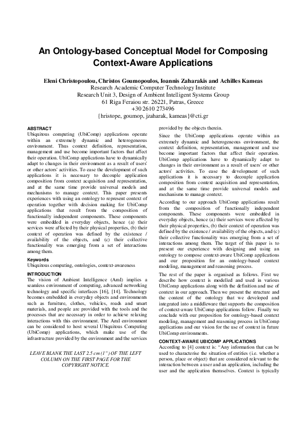 (PDF) An ontology-based conceptual model for composing context-aware applications