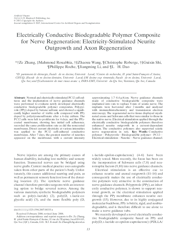 (PDF) Electrically Conductive Biodegradable Polymer Composite for Nerve ...