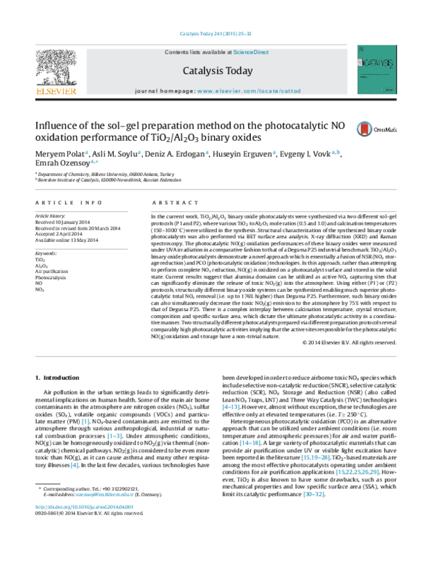 (PDF) Influence of the sol–gel preparation method on the photocatalytic ...