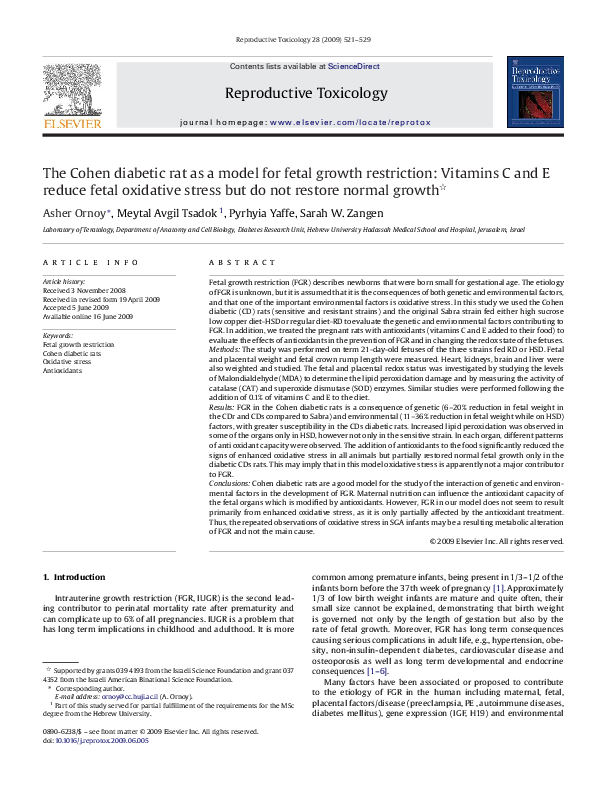 (PDF) The Cohen diabetic rat as a model for fetal growth restriction ...