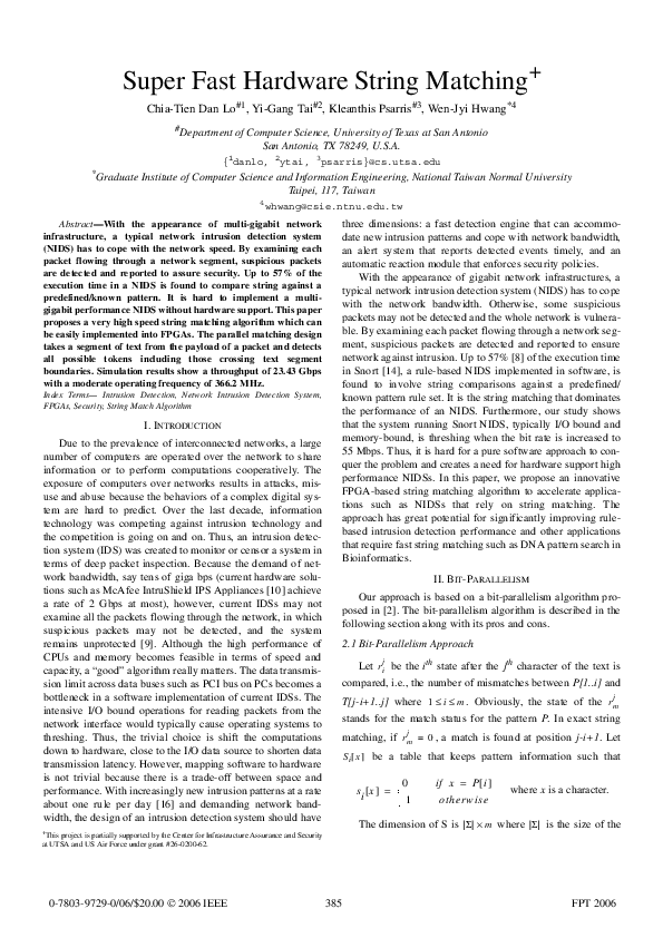 (PDF) Super fast hardware string matching