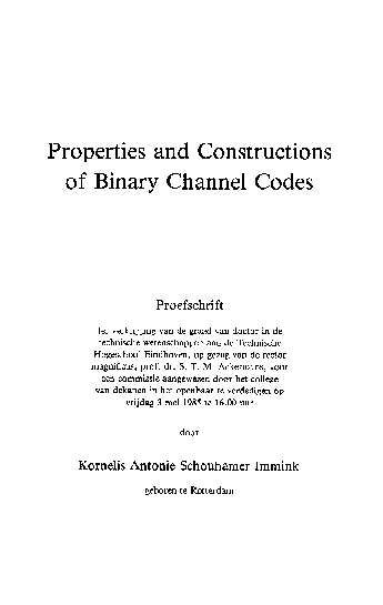 (PDF) Properties and constructions of binary channel codes
