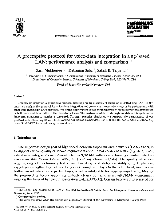 (PDF) A preemptive protocol for voice-data integration in ring-based LAN: performance analysis ...