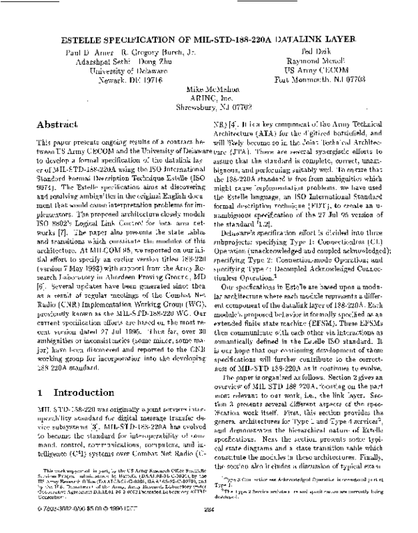 (PDF) Estelle specification of MIL-STD-188-220A datalink layer