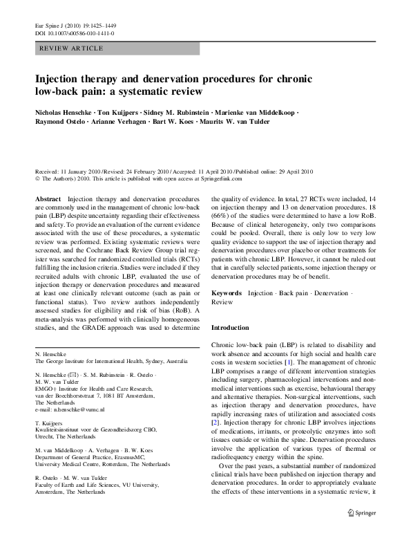 (PDF) Injection therapy and denervation procedures for chronic low-back ...