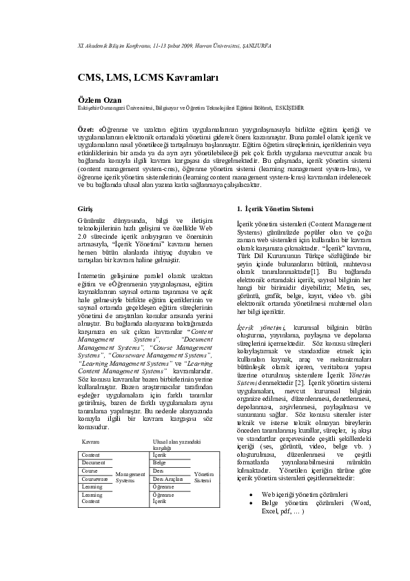 (PDF) CMS, LMS, LCMS Kavramlari