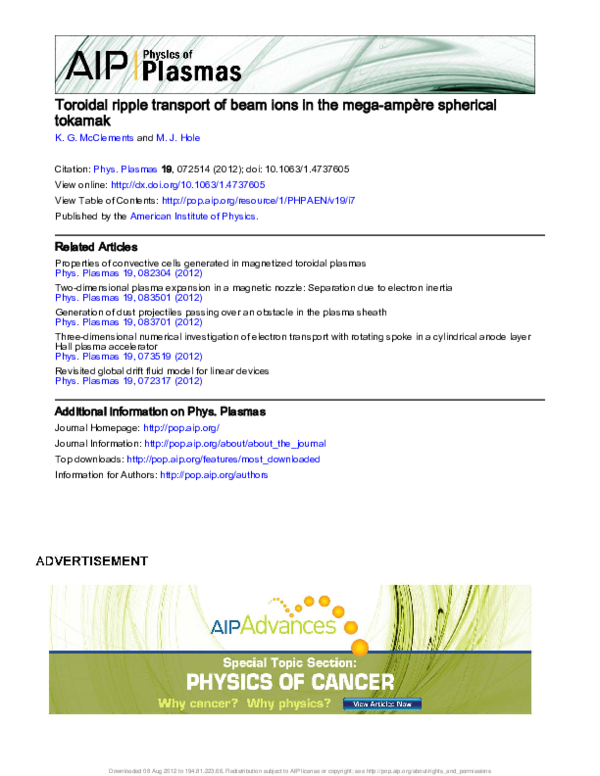(PDF) Toroidal ripple transport of beam ions in the mega-ampère ...