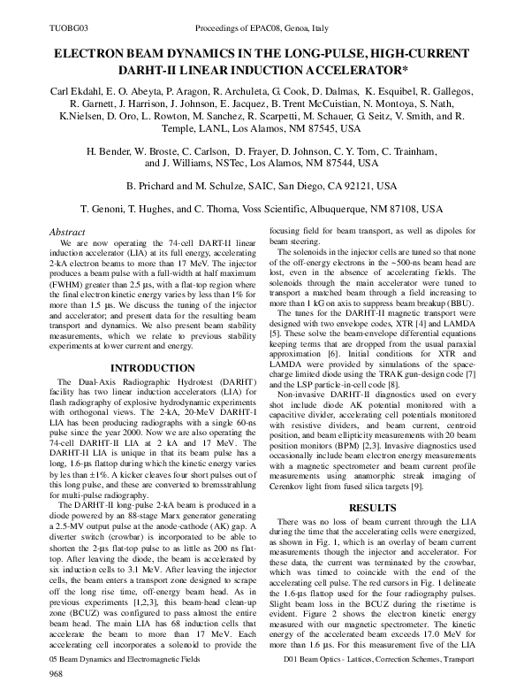 (PDF) Electron-Beam Dynamics in the Long-Pulse, High-Current DARHT-II ...