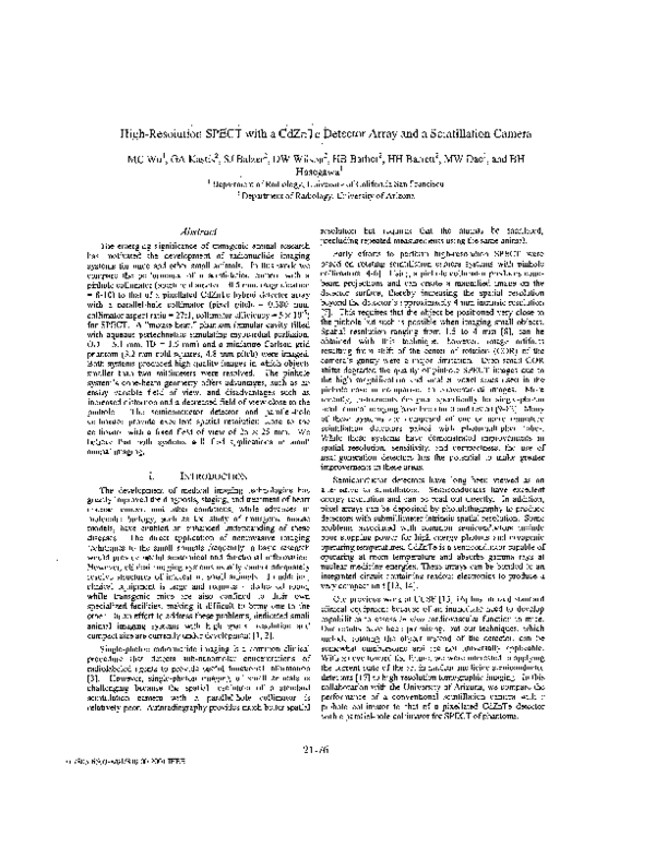 (PDF) High-resolution SPECT with a CdZnTe detector array and a ...