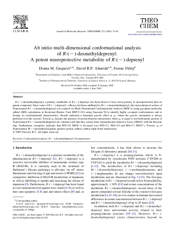 (PDF) Ab initio multi-dimensional conformational analysis of R-(− ...