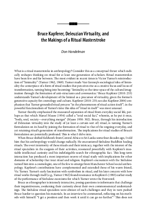 (PDF) Portrait: Bruce Kapferer