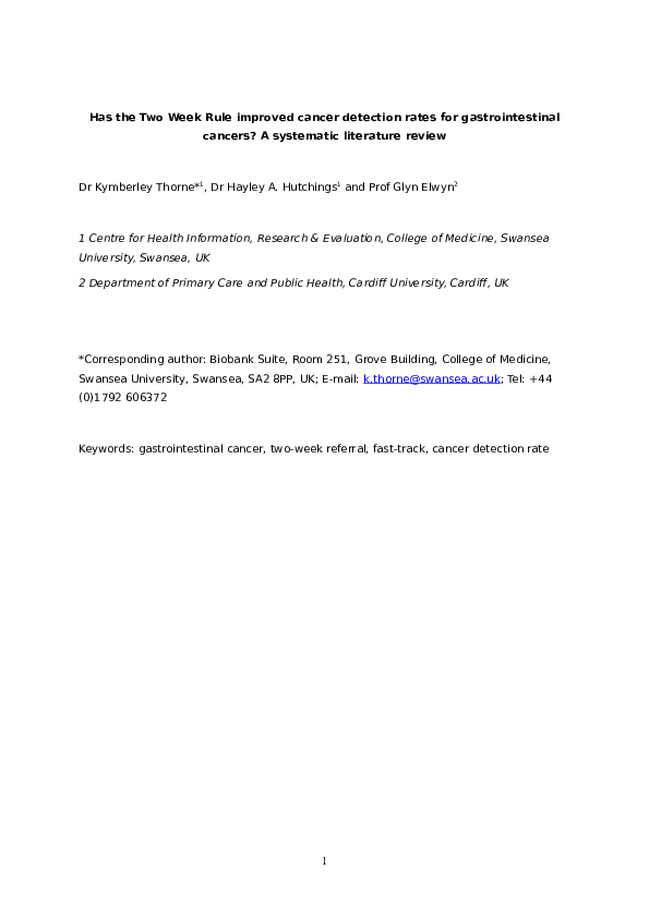 (DOC) Has the Two Week Rule Improved Cancer Detection Rates for ...