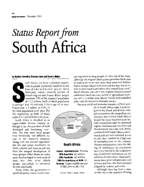 (PDF) Status report from South Africa