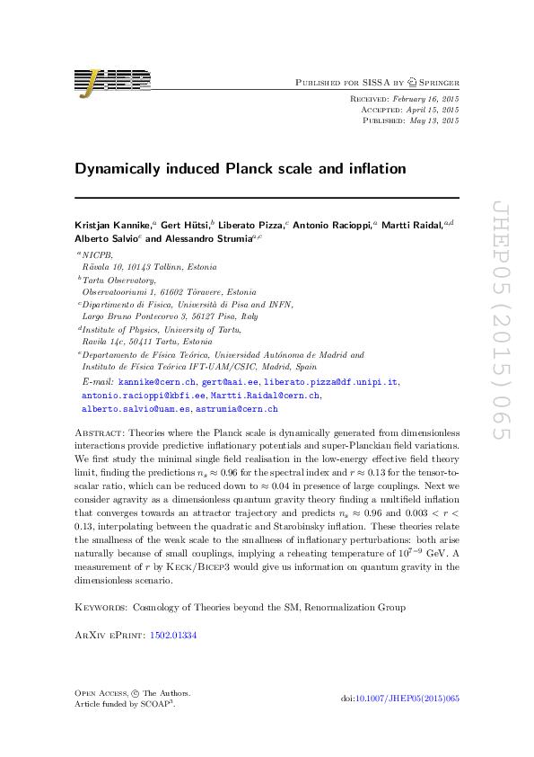 (PDF) Dynamically induced Planck scale and inflation