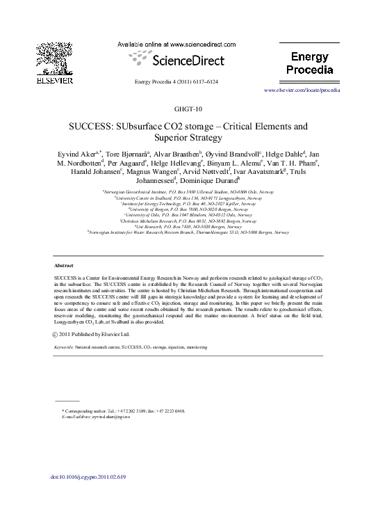 Pdf Success Subsurface Co2 Storage Critical Elements And Superior Strategy
