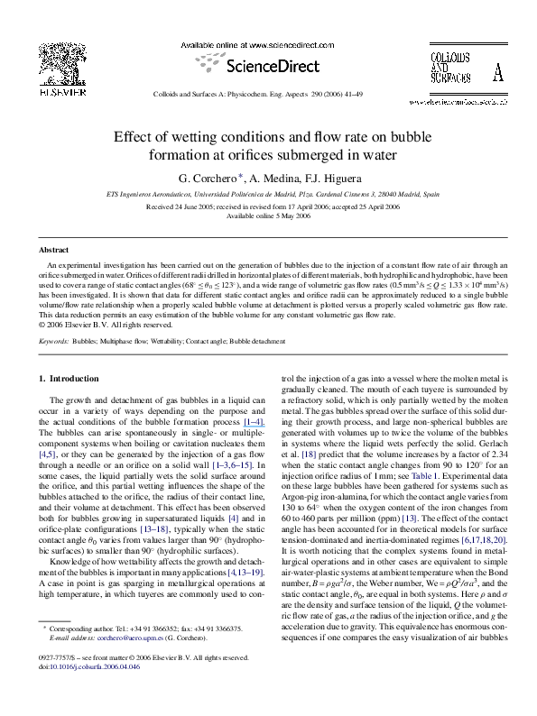 (PDF) Effect of wetting conditions and flow rate on bubble formation at ...