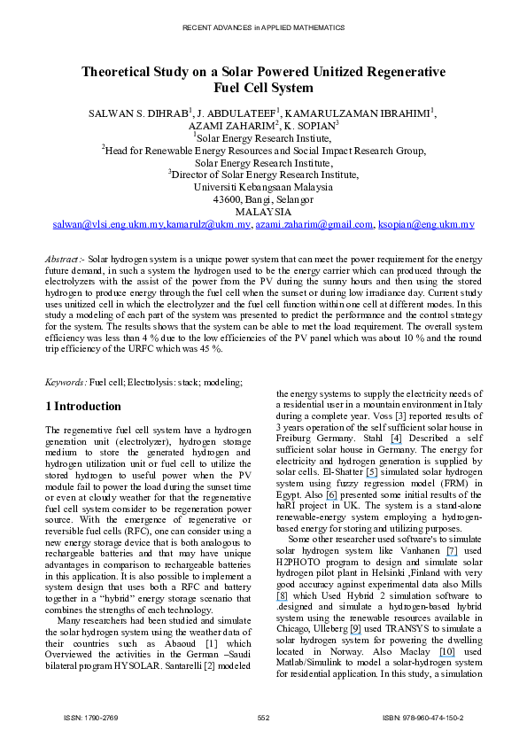(PDF) Theoretical study on a solar powered unitized regenerative fuel ...