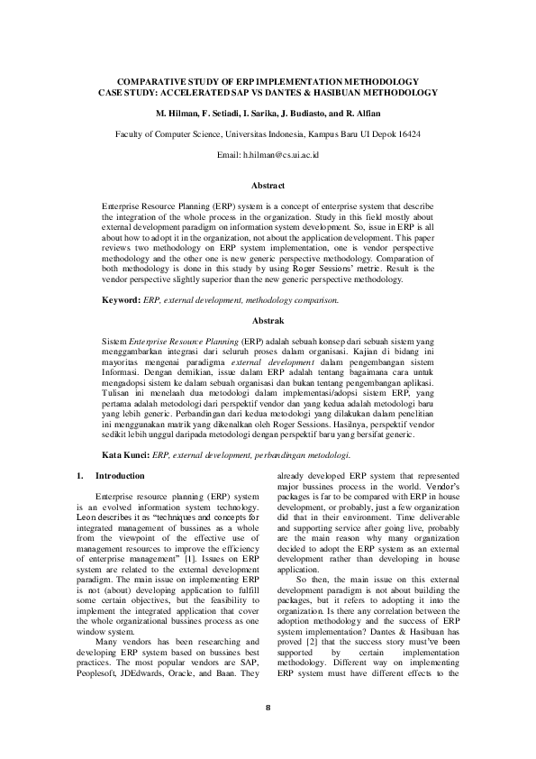 (PDF) Comparative Study of ERP Methodologies