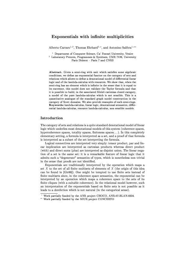 (PDF) Exponentials with Infinite Multiplicities | Alberto Carraro ...