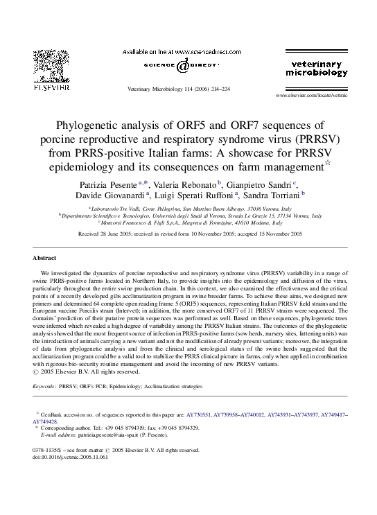 (PDF) Phylogenetic analysis of ORF5 and ORF7 sequences of porcine ...
