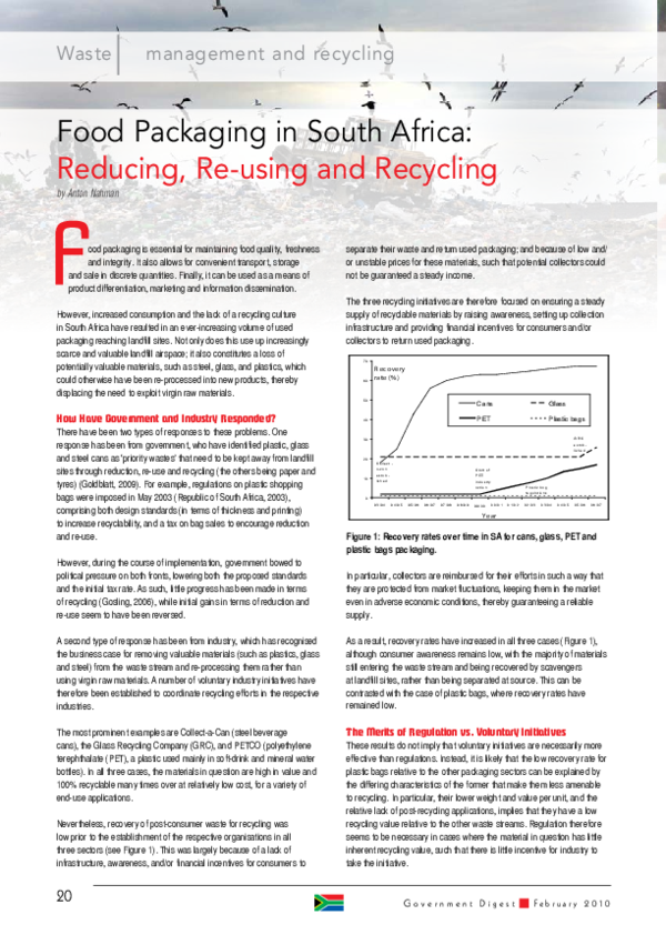 (PDF) Food packaging in South Africa: reducing, re-using and recycling