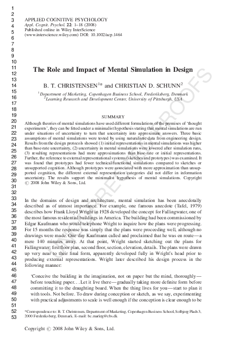 (PDF) The role and impact of mental simulation in design