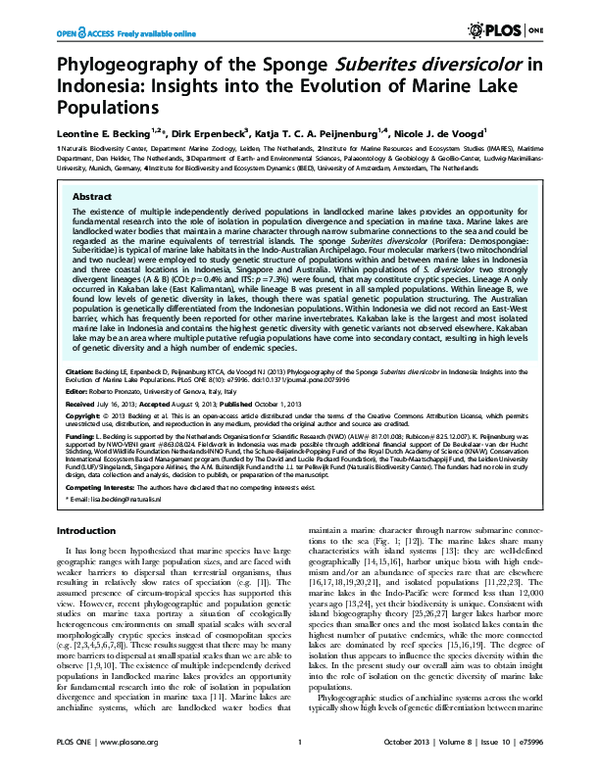 (PDF) Indo-Pacific Phylogeography of the Lemon Sponge Leucetta ...