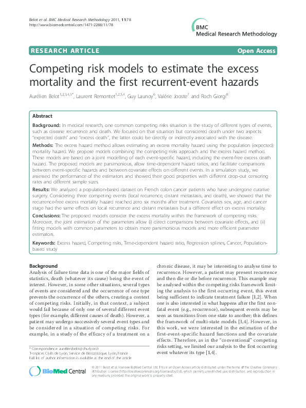 (PDF) Competing risk models to estimate the excess mortality and the ...