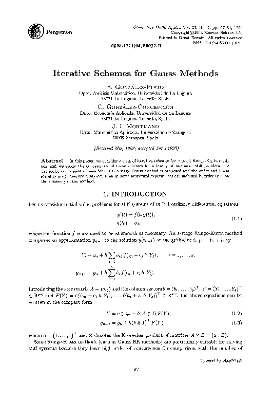 (PDF) Iterative schemes for Gauss methods