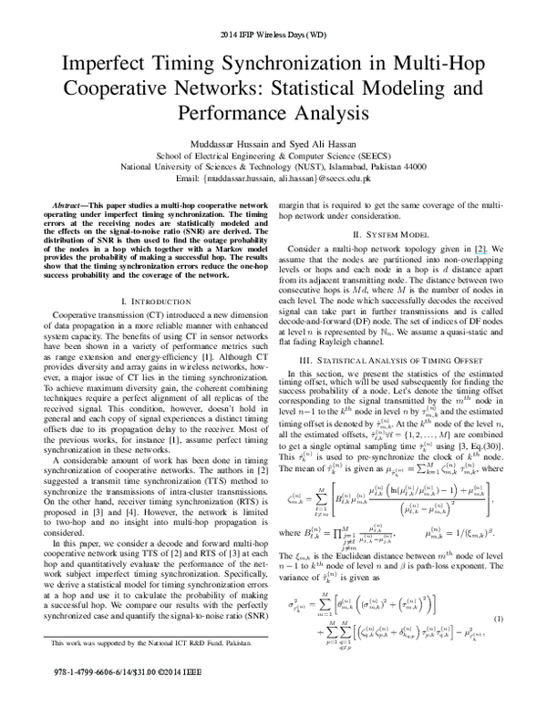 (PDF) Imperfect timing synchronization in multi-hop cooperative networks: Statistical modeling ...