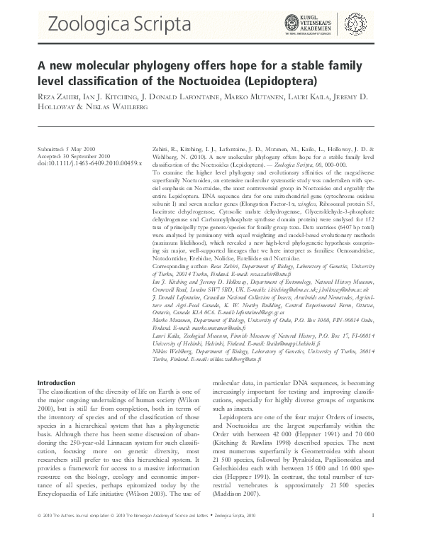 (PDF) A new molecular phylogeny offers hope for a stable family level ...