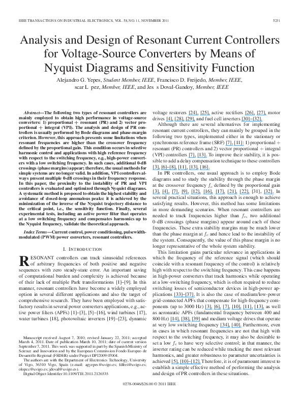 (PDF) Analysis and Design of Resonant Current Controllers for Voltage-Source Converters by Means ...