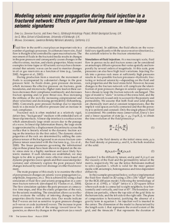 Pdf Modeling Seismic Wave Propagation During Fluid Injection In A Fractured Network Effects