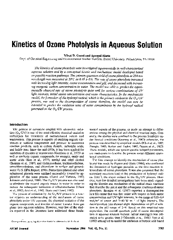 (PDF) Kinetics of ozone photolysis in aqueous solution