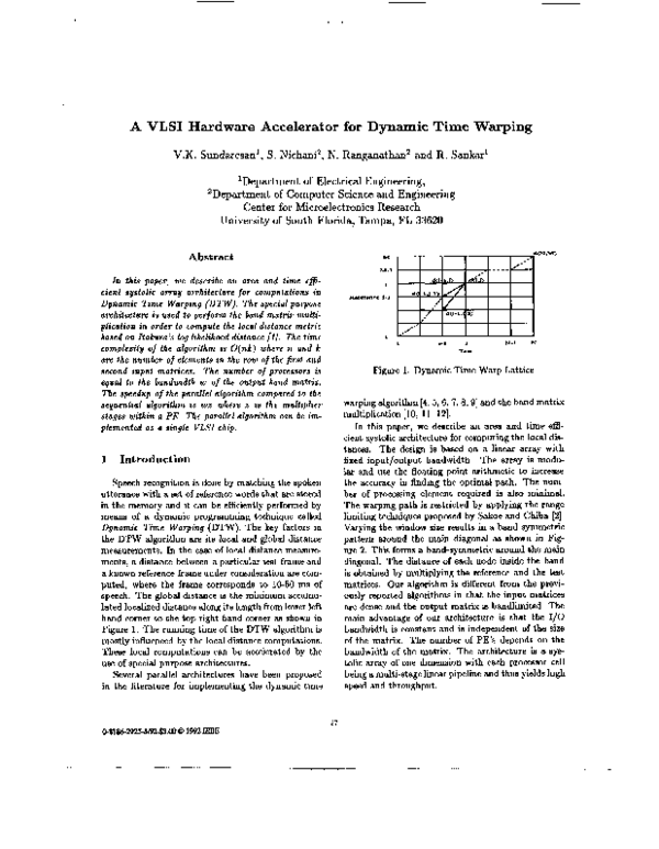 (PDF) A VLSI hardware accelerator for dynamic time warping