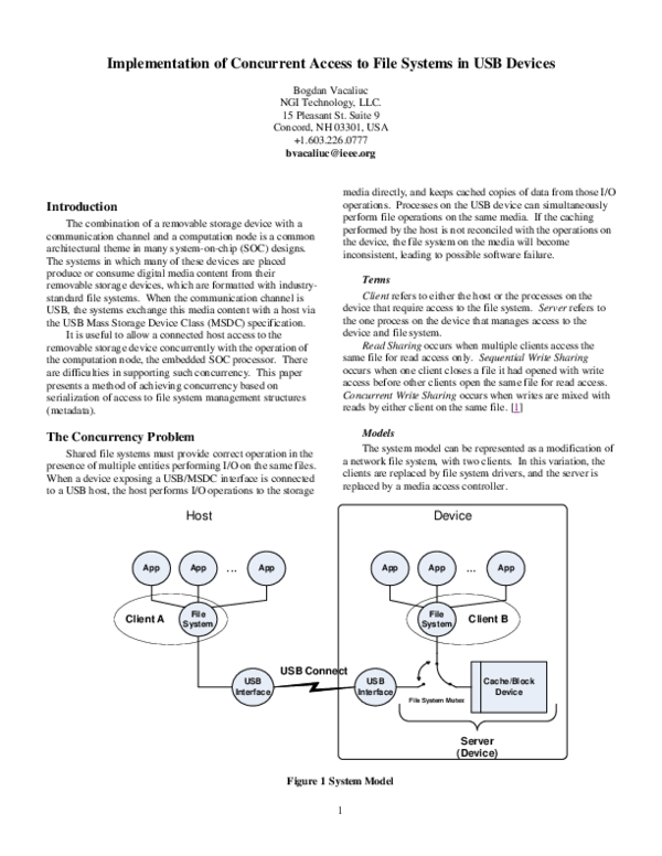 Pdf Implementation Of Concurrent Access To File Systems In Usb Devices